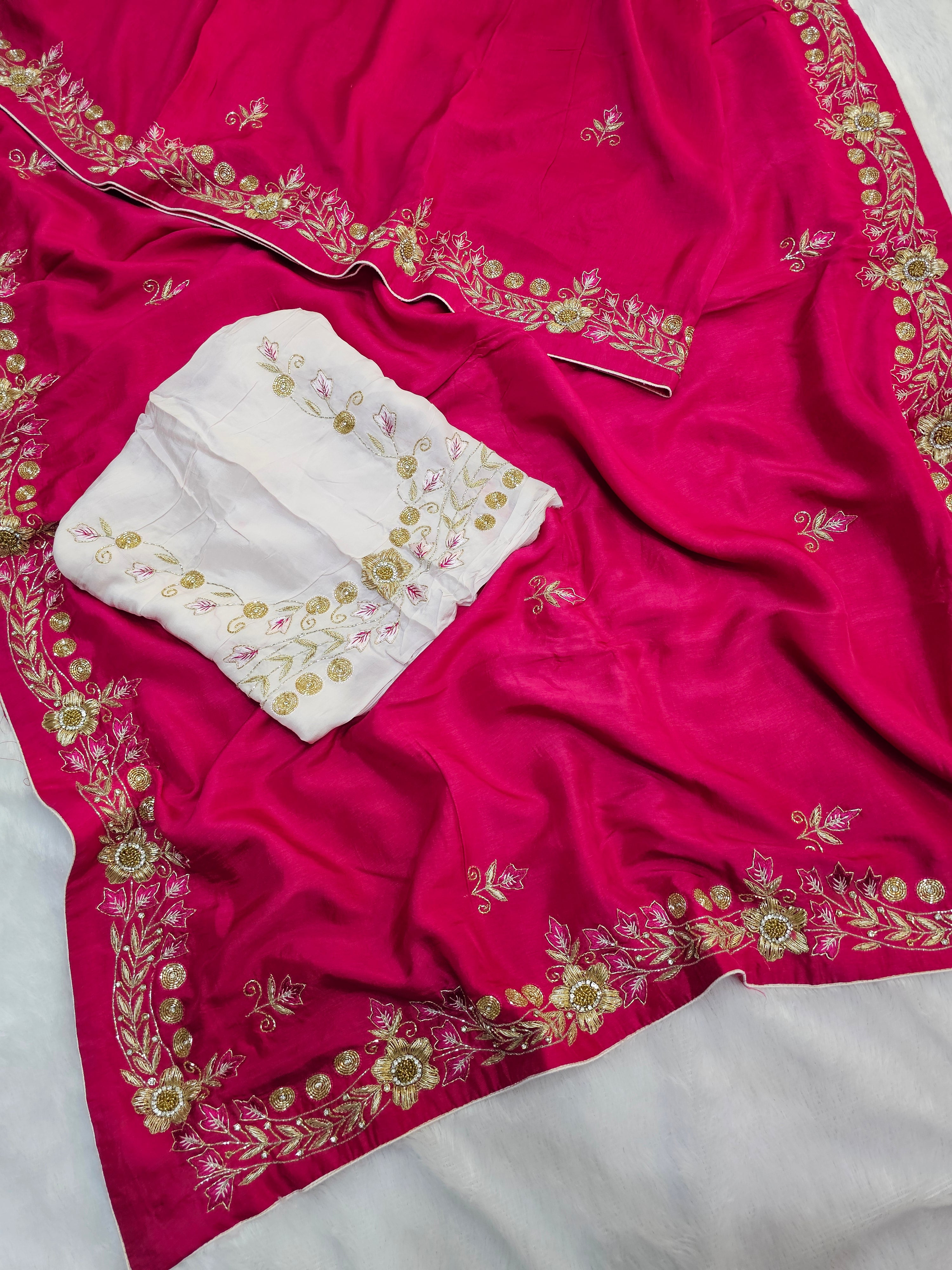 7304 Pure Russian Silk Beautiful Hand Crafted Designer Chitra Special – Chitra Apparels