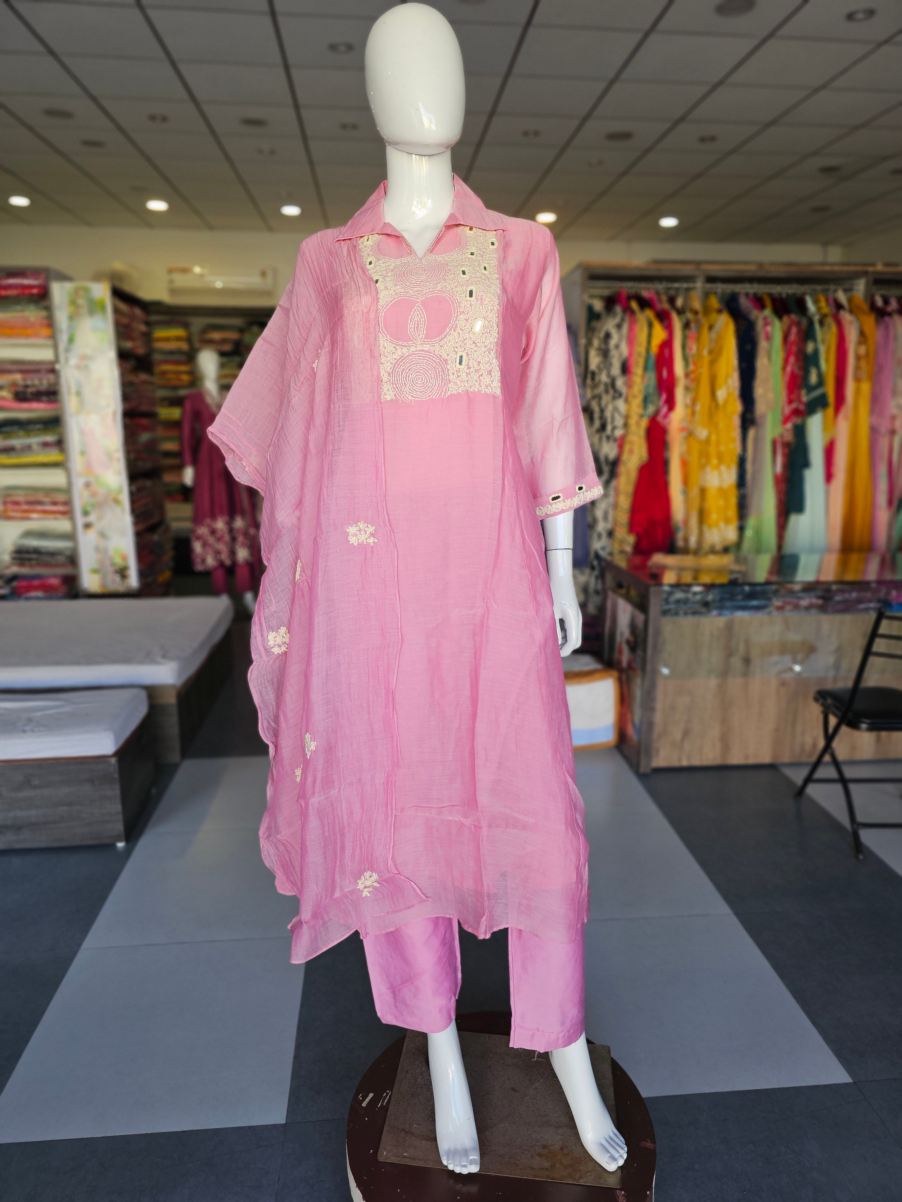 1983 Premium Chanderi Cotton Kurti with Embroidery and Mirror work ...