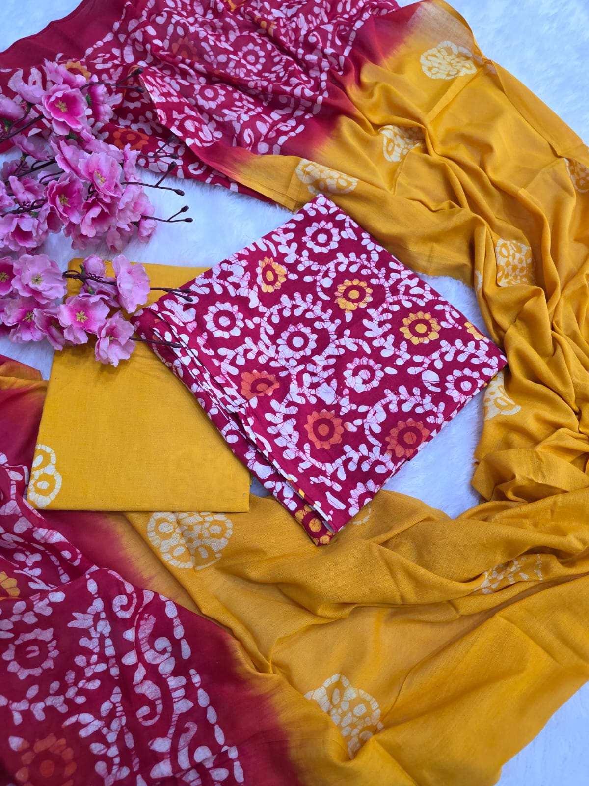 804001 Pure Malmal Cotton Hand Block Print Unstitched Suit – Chitra ...