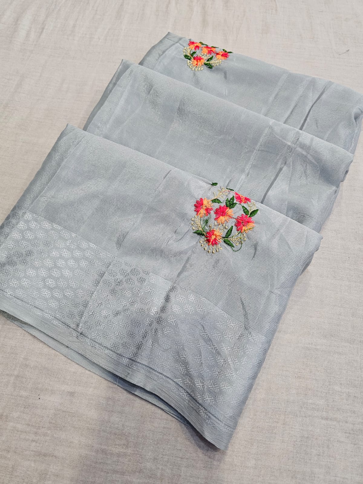 432001 Fancy Semi Party Wear Sarees With Embroidery Work – Chitra Apparels