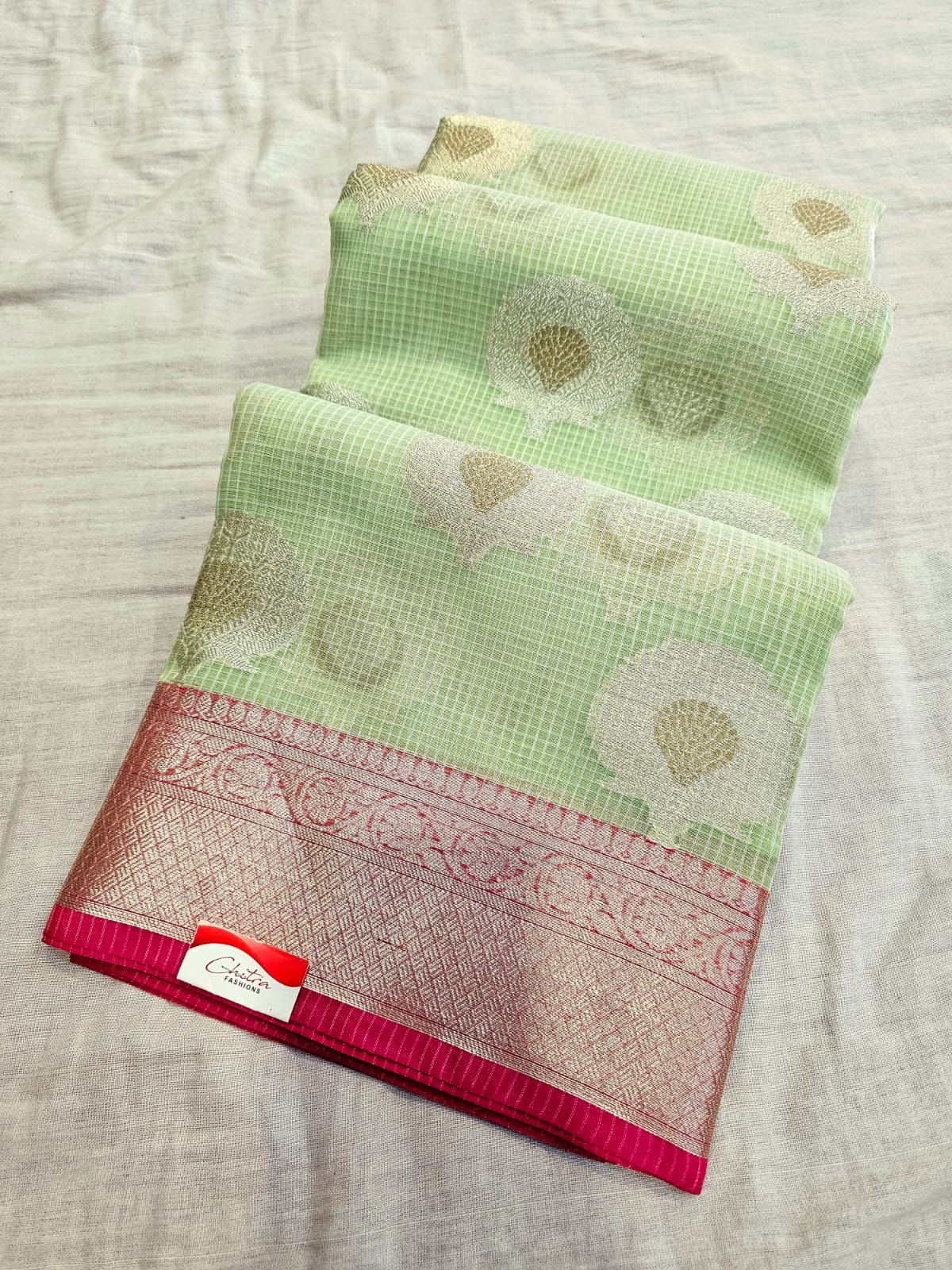 730007 Pure Kolkata Cotton Saree with Banarasi Zari Weaving Work ...