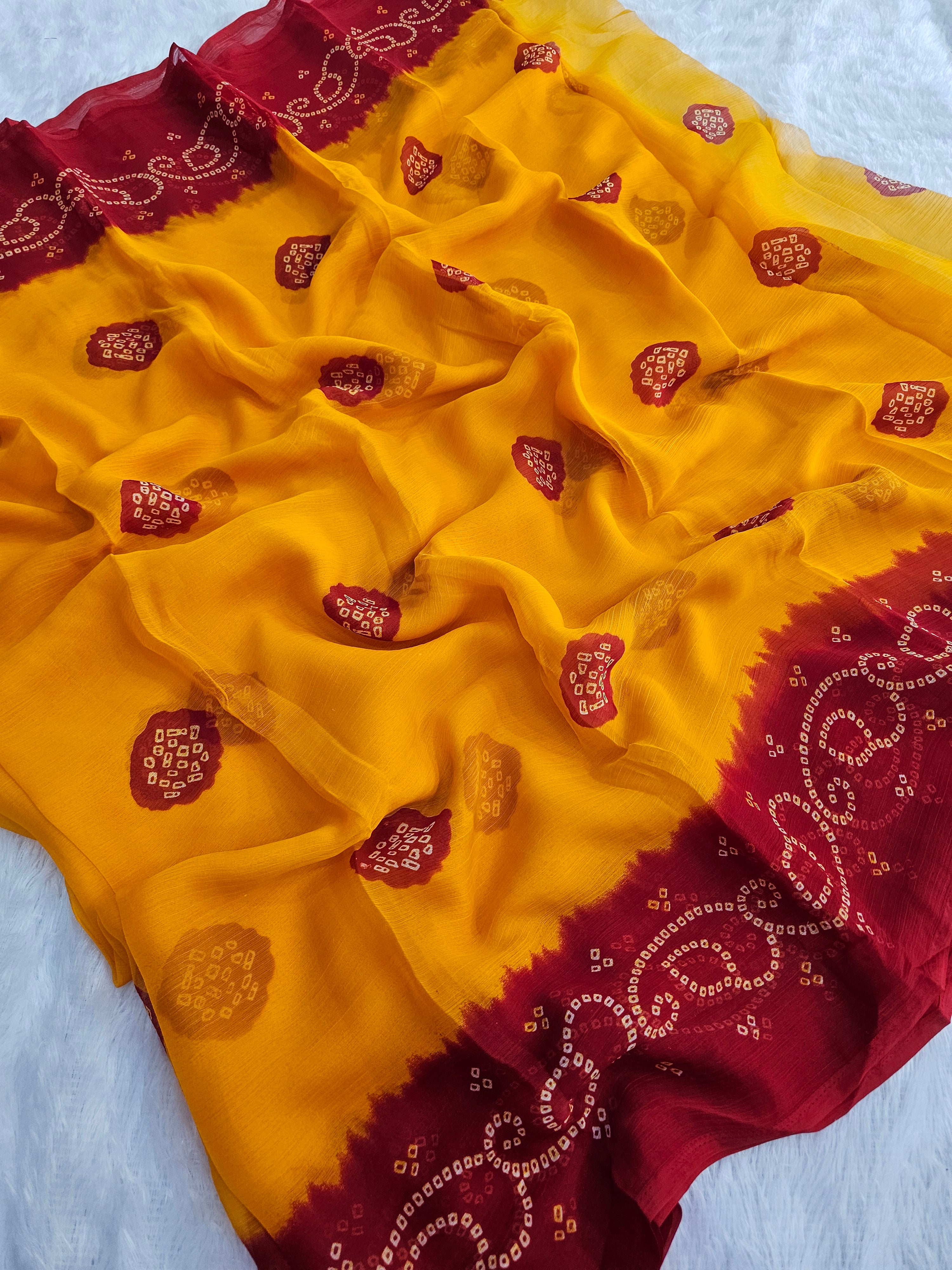 768010 Chitra Special Semi Chiffon Bandhani Saree – Chitra Apparels